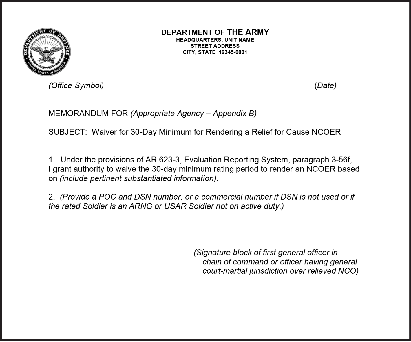 ncoer signing order | Army Guidance